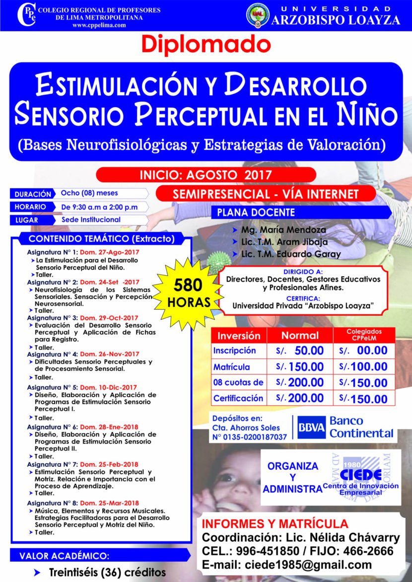 DIPLOMADO: ESTIMULACIÓN Y DESARROLLO SENSORIO PERCEPTUAL EN EL NIÑO - Colegio Regional de ...